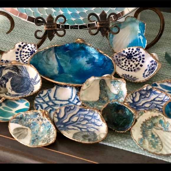 Other | Large Hand Painted Flat Clam Shell | Poshmark